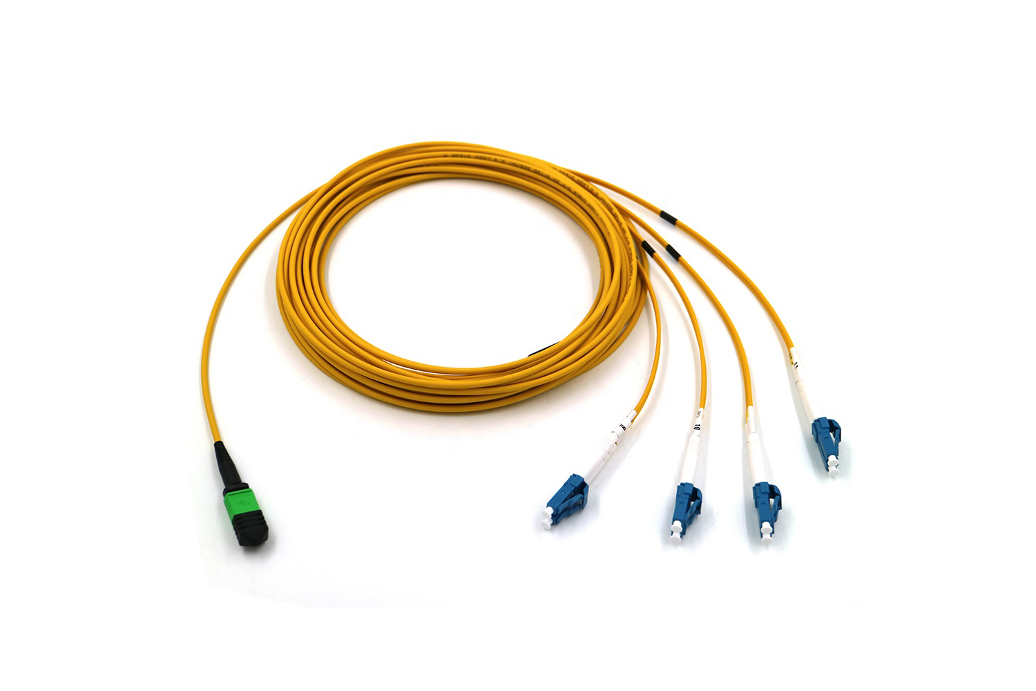 QSFP MPO/MTP to 4 LC Duplex Fiber Optical Breakout Patch Cord - Spring ...