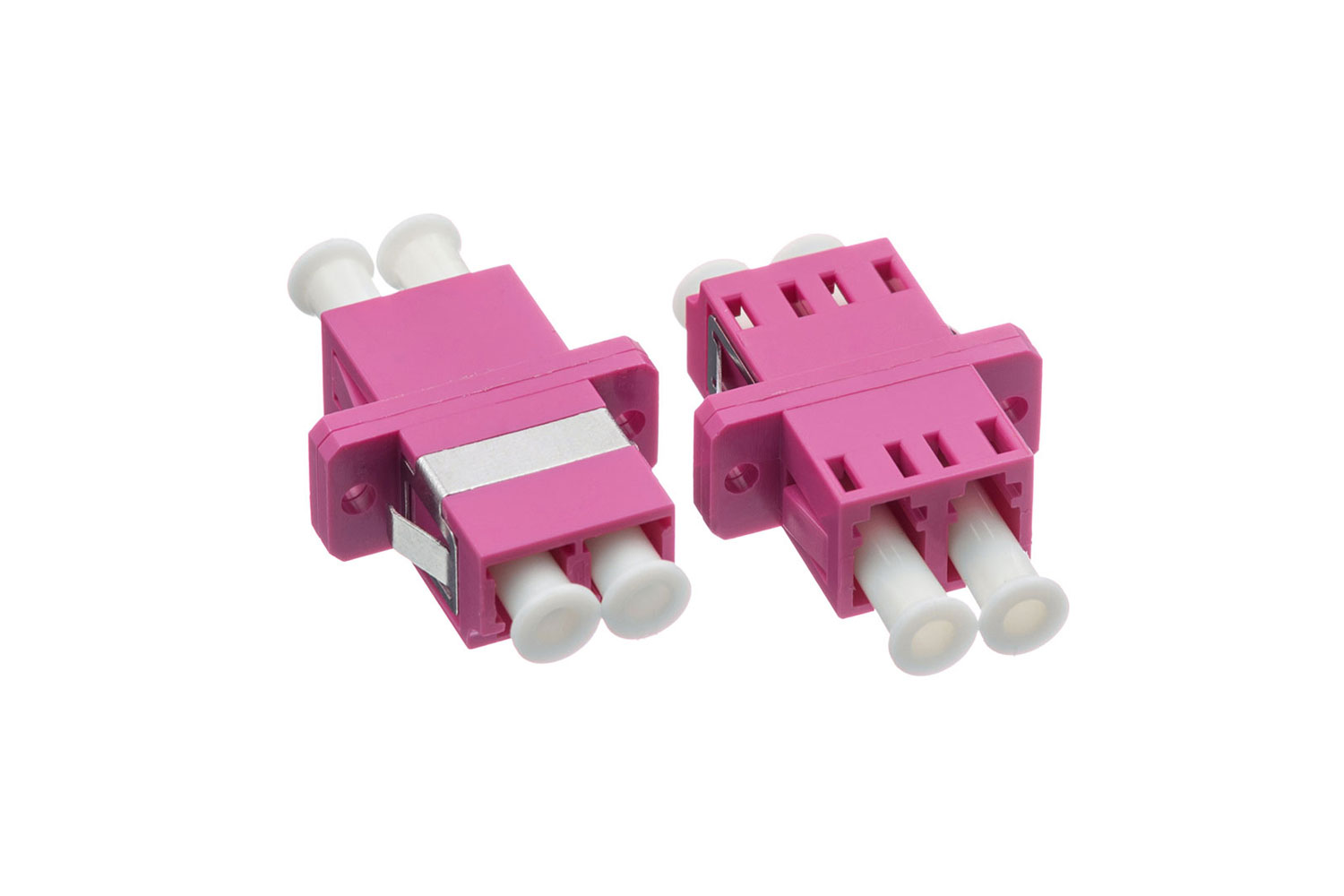 Fiber optic LC Adapter Duplex OM4 with Flange - Spring Optical