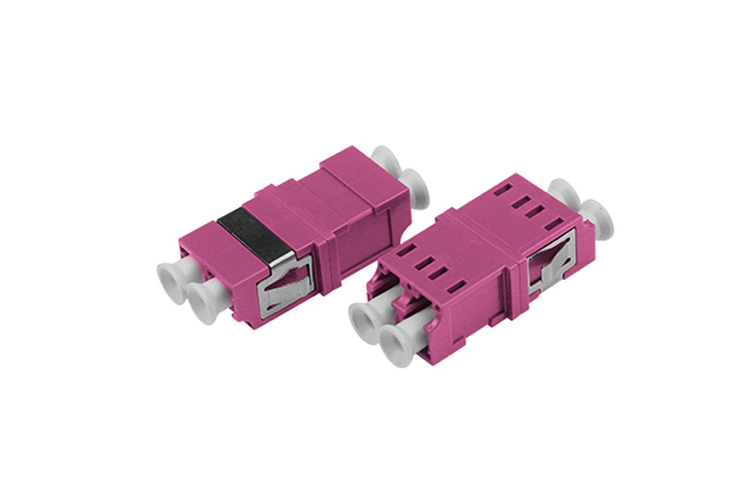 Fiber Optic LC OM4 Duplex Symmetry Adapter Flangeless - Spring Optical