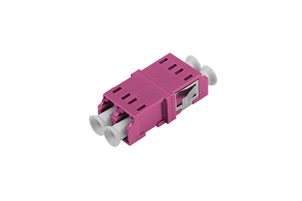 Fiber Optic LC OM4 Duplex Symmetry Adapter Flangeless - Spring Optical