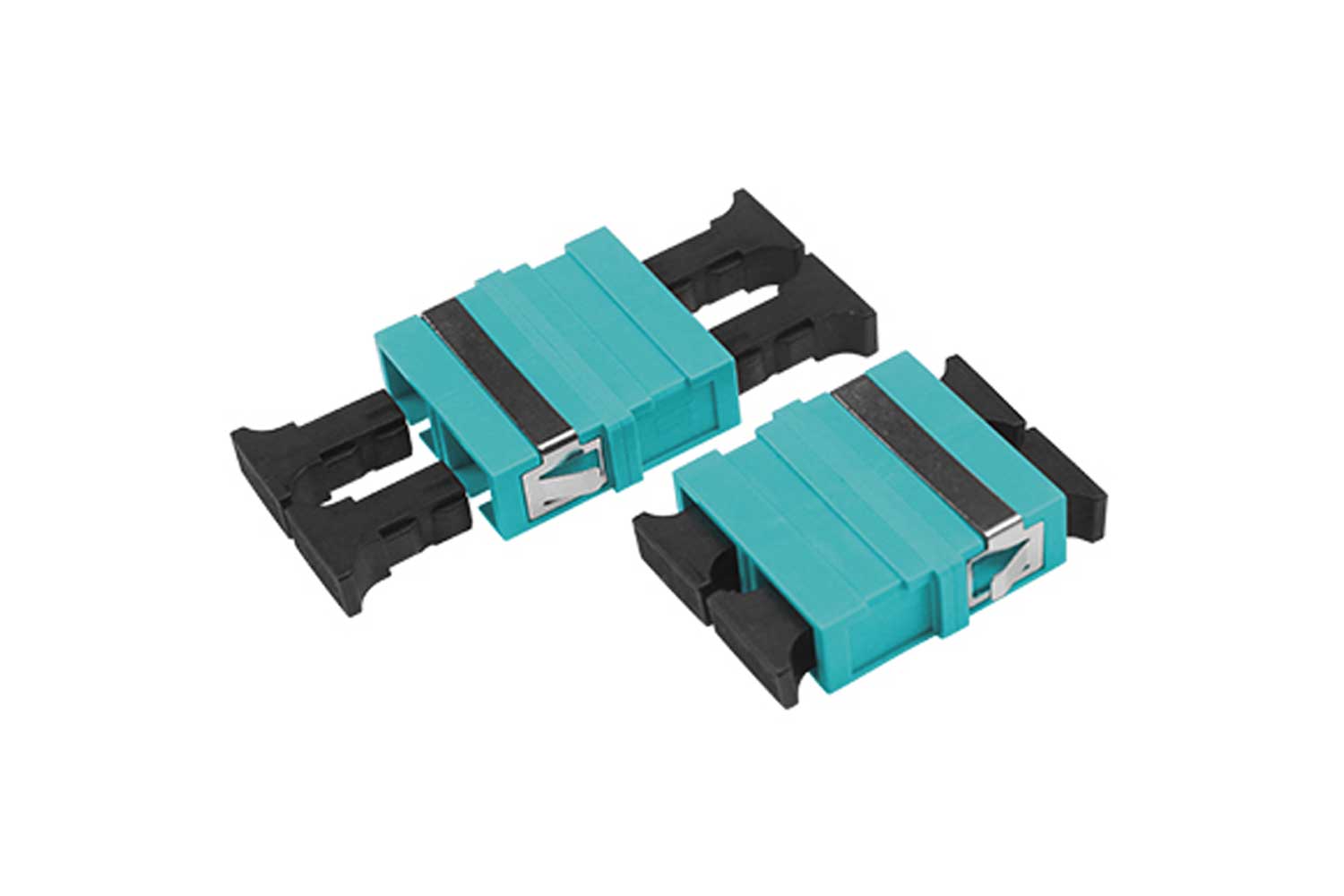 Fiber Optic SC OM3 Aqua Duplex Flangeless Adapter - Spring Optical