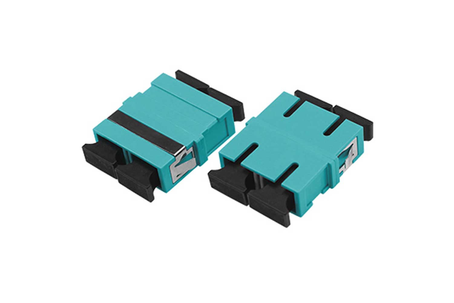 Fiber Optic SC OM3 Aqua Duplex Flangeless Adapter - Spring Optical