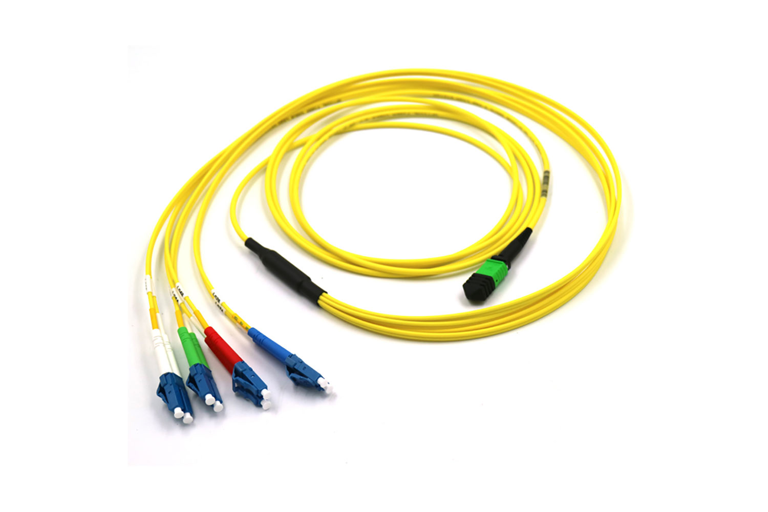 MPO APC to 4 LC Duplex connector SM fiber optic break out cable ...