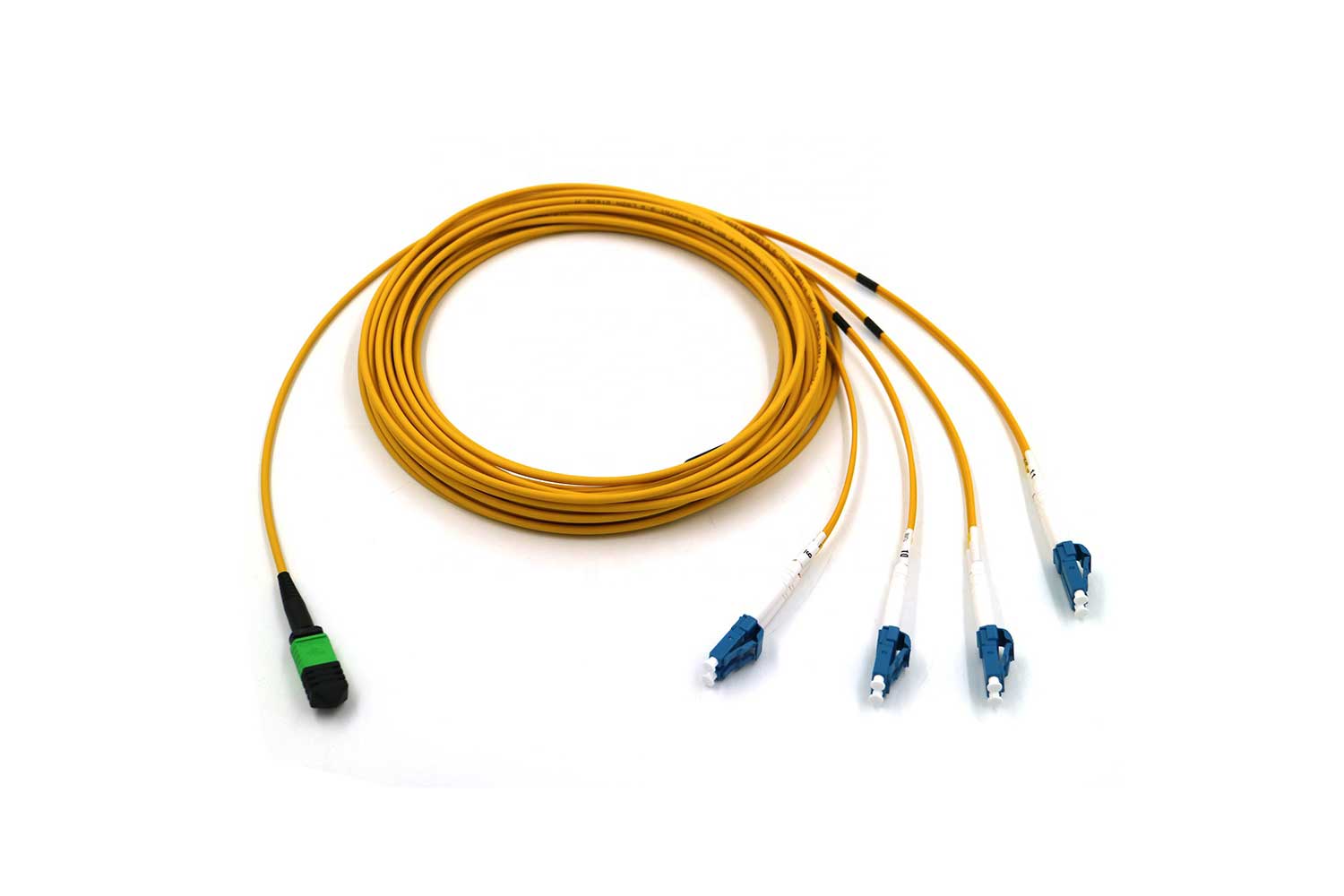 QSFP MPO/MTP to 4 LC Duplex Fiber Optical Breakout Patch Cord - Spring ...