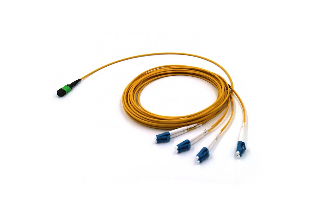 QSFP MPO/MTP to 4 LC Duplex Fiber Optical Breakout Patch Cord - Spring ...