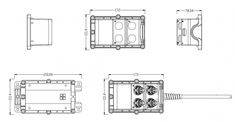 Fiber Optical Multiport Terminal MOB 4 Port Wall Pole Pedestal Mount ...