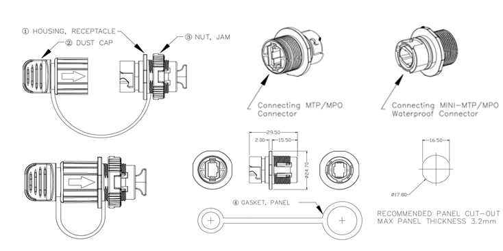 Outdoor Fastconnect MINI MPO Fiber Adapter IP67 – Spring Optical